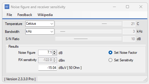 Calculate receiver sensitivity