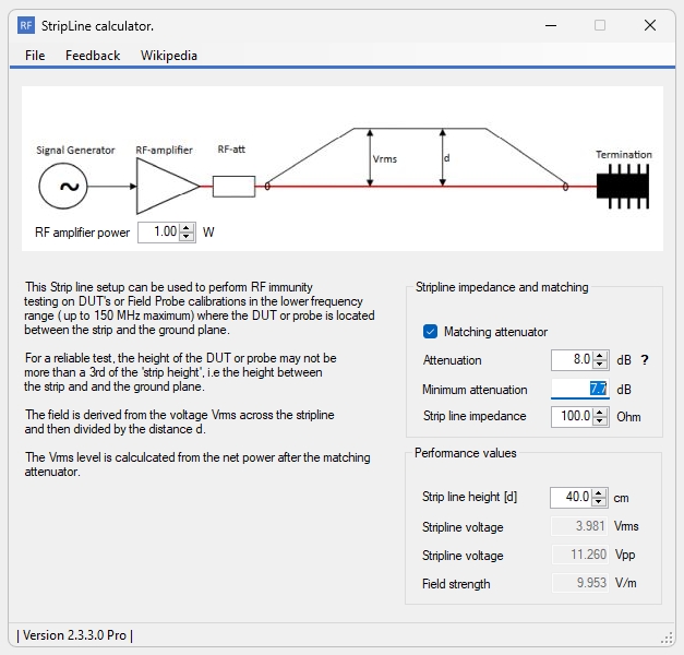 Calculate the E-field in a strip line