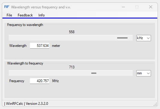 Wavelength and frequency calculator